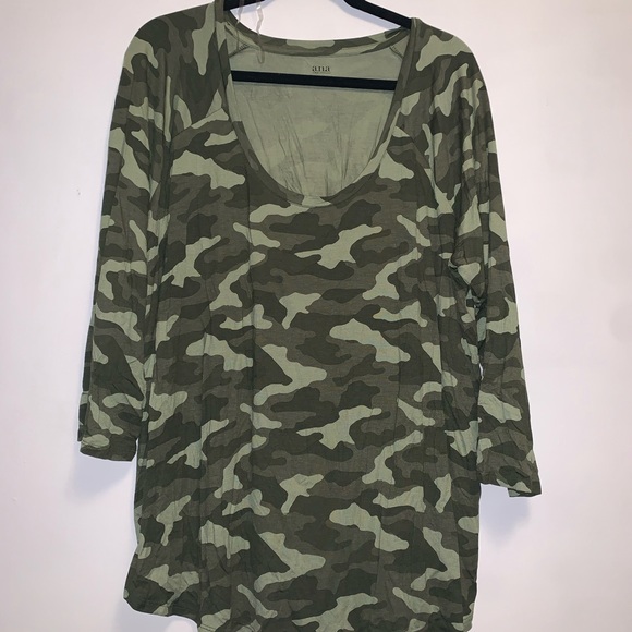 a.n.a | Tops | Camouflage Top With 34 Sleeves | Poshmark